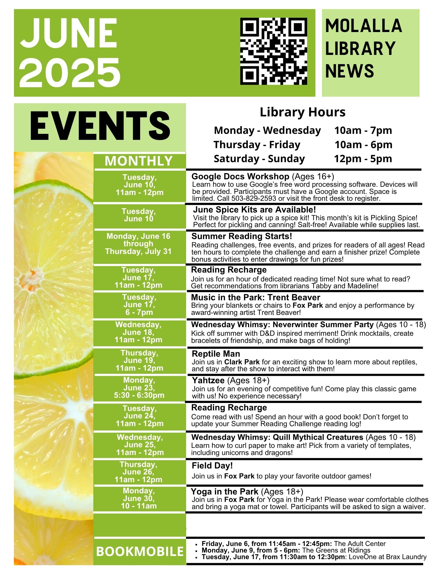 June Events- Summer Reading Begins! | Molalla Public Library | Molalla ...