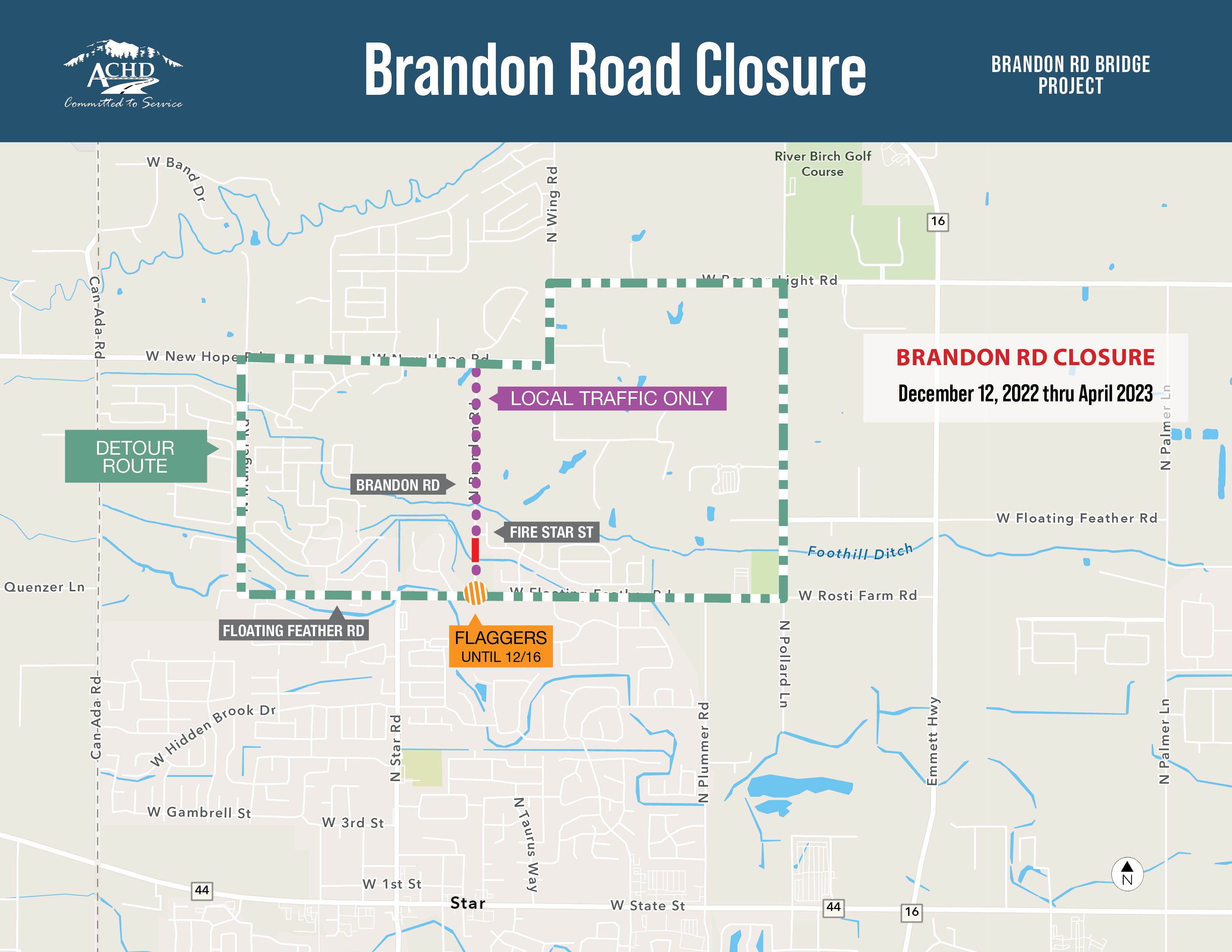 Brandon Road Closure Map | Brandon Road Bridge Project | ACHD Engage