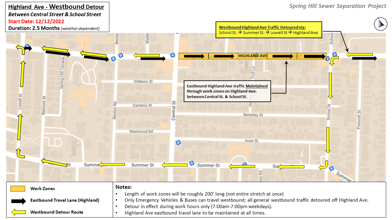 Highland Ave. (School St. to Central St.) Westbound Traffic Detour ...