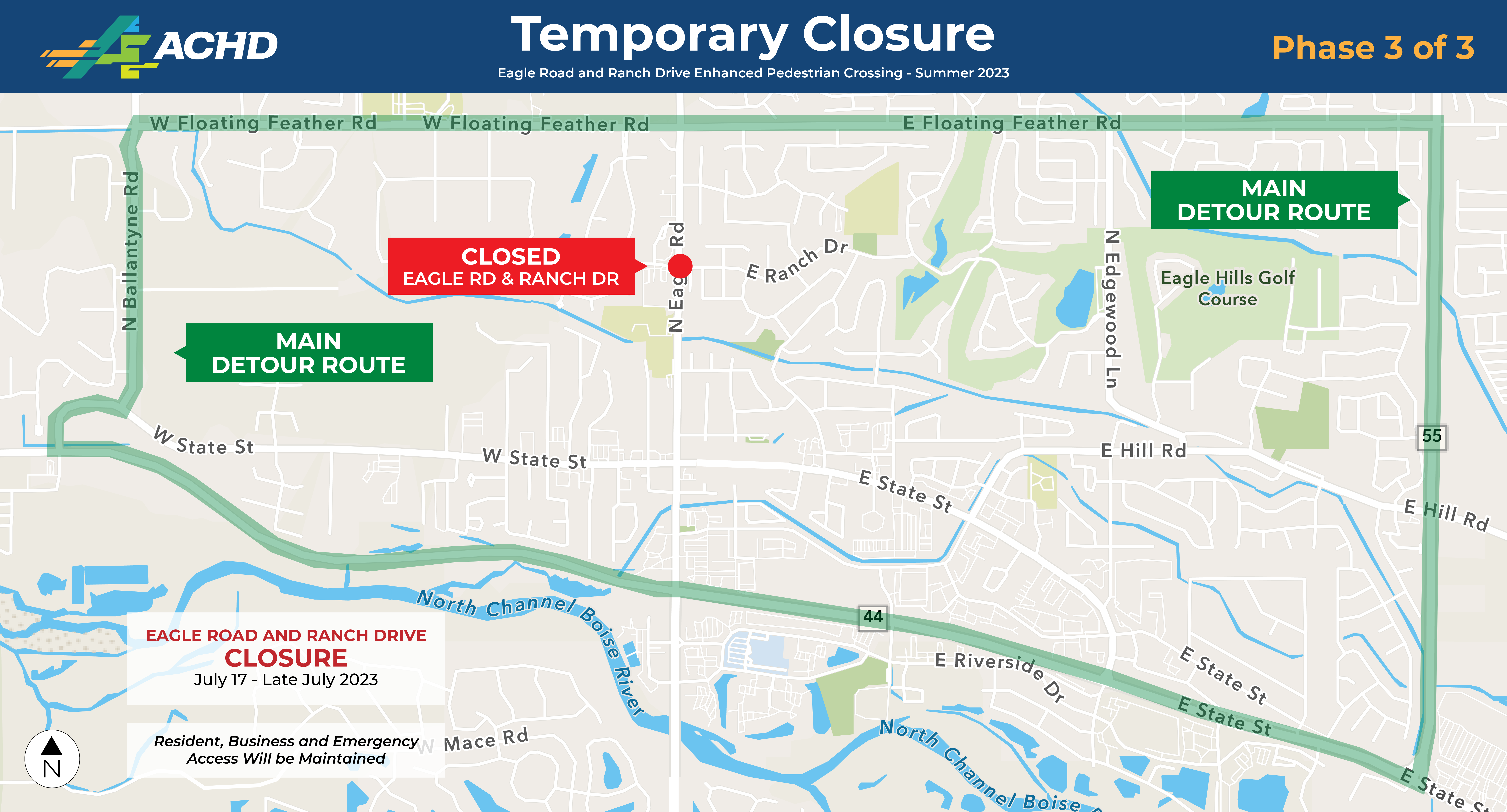 Eagle Road and Ranch Drive Enhanced Pedestrian Crossing | ACHD Engage