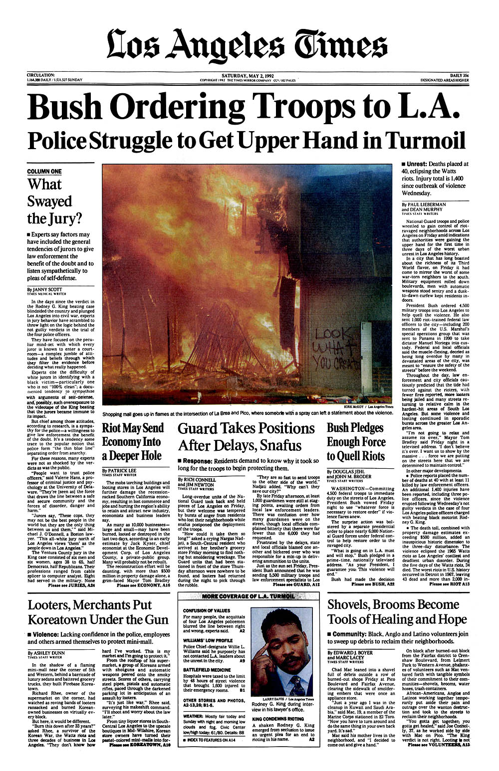 The Los Angeles Times front pages during the 1992 L.A. riots - Los ...