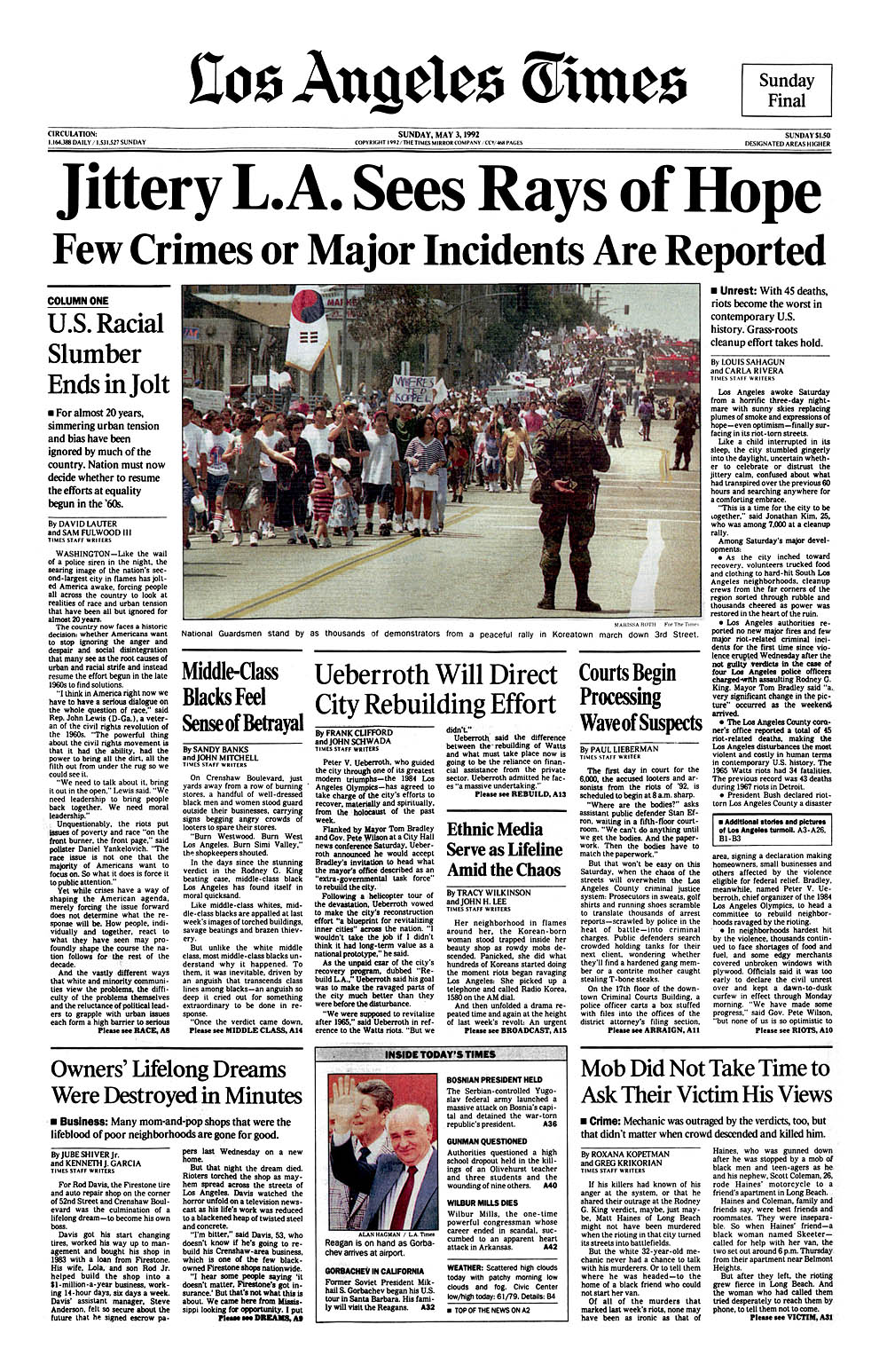 The Los Angeles Times front pages during the 1992 L.A. riots - Los ...
