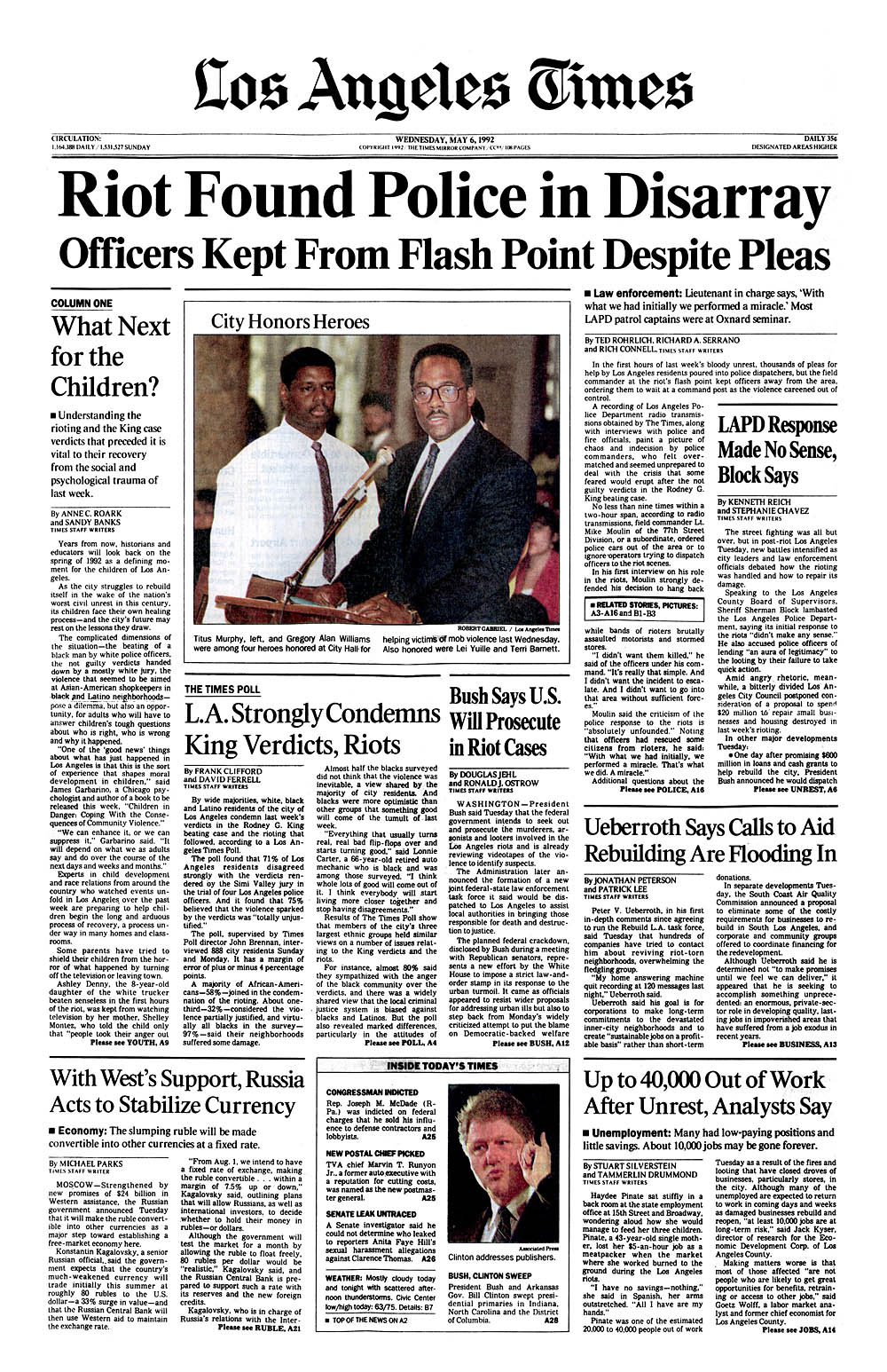 The Los Angeles Times front pages during the 1992 L.A. riots - Los ...