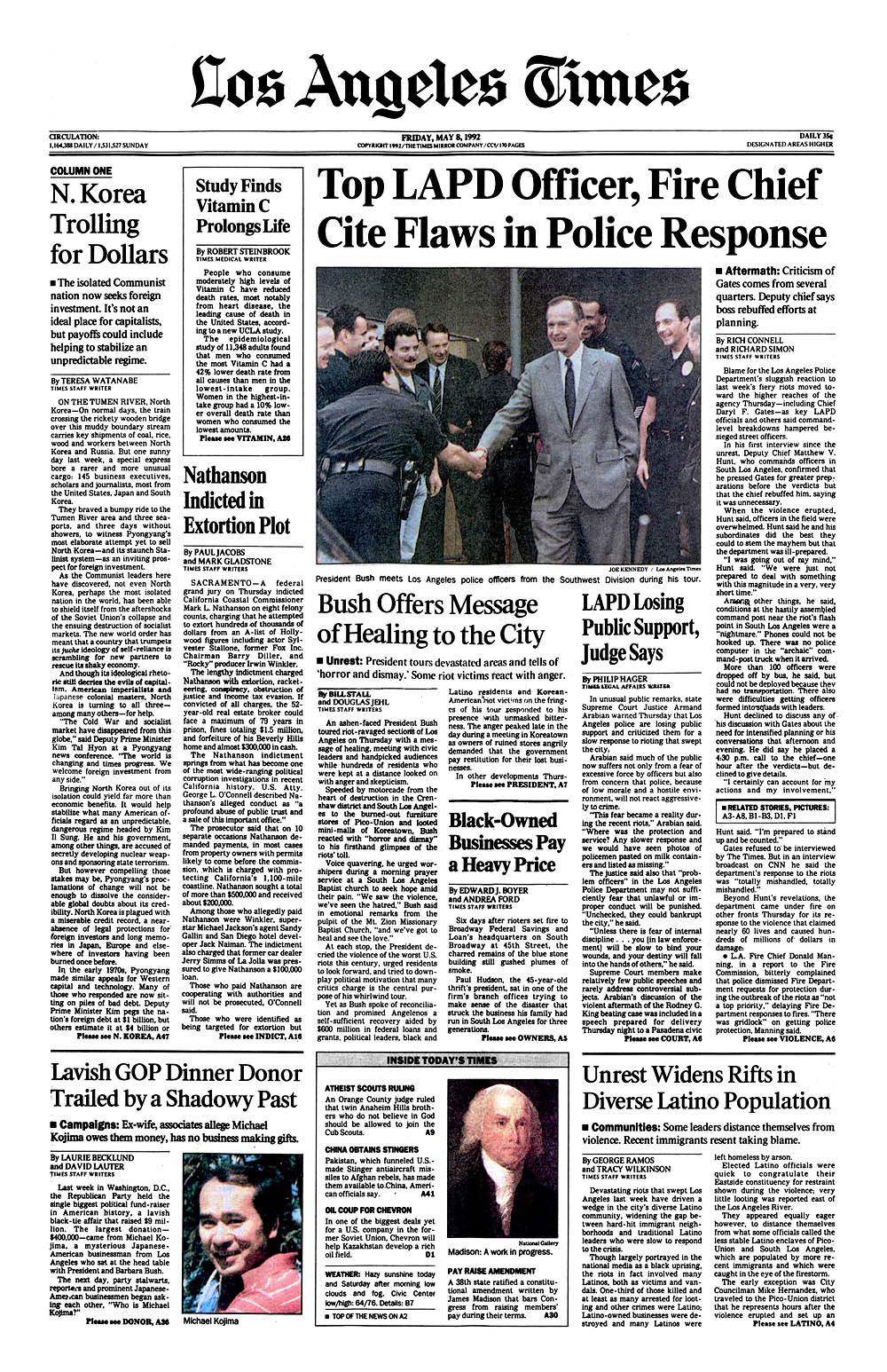 The Los Angeles Times front pages during the 1992 L.A. riots - Los ...