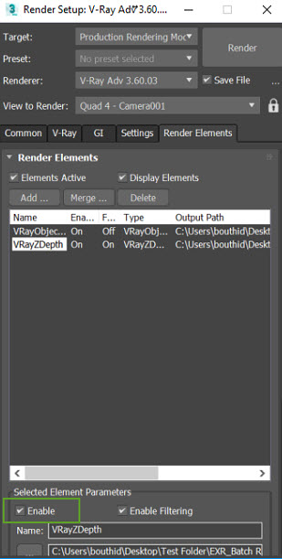 在3ds Max中保存EXR文件和使用V-Ray渲染时，批渲染不会将渲染元素保留为图层