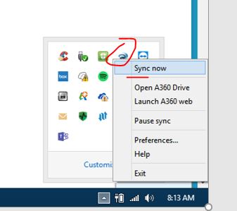 A360 Desktop non sincronizza tutte le cartelle da A360 Drive