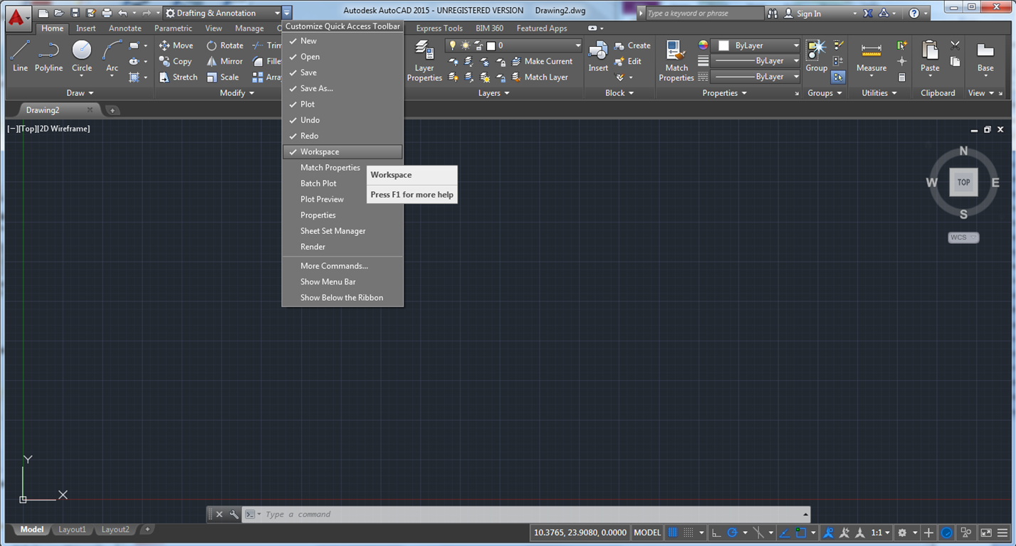 How To Change The Workspace In AutoCAD 2015 And In The Newer Versions
