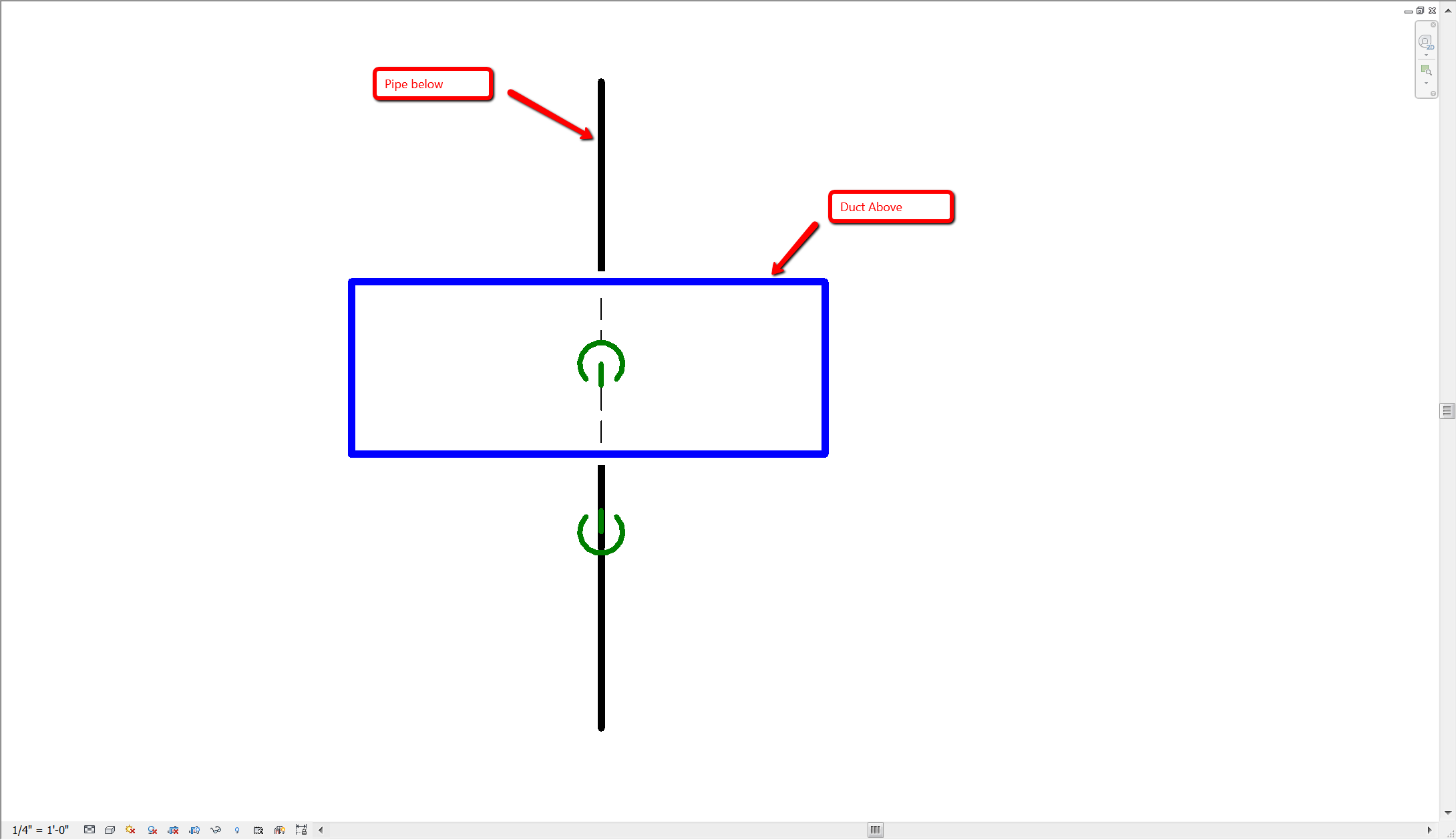 Revit：上升/下降符号线宽与另一个元素下方的管道或管道不匹配