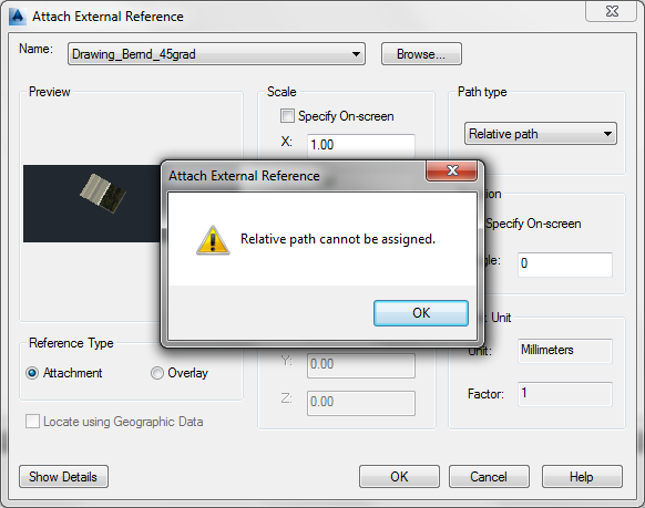  Relative Path Cannot Be Assigned When Attaching An Xref In AutoCAD AutoCAD Autodesk 