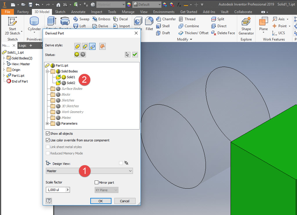Créer des composants crée plus de solides que ceux sélectionnés dans la ...