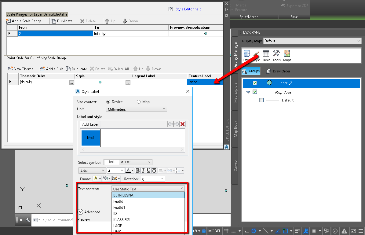 如何在AutoCAD Map 3D和Civil 3D中通过MAPIMPORT命令导入的要素设置标签