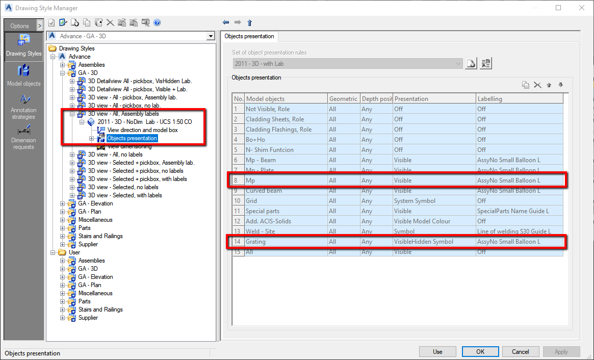 Gratings not showing orientation symbol and labels on GA drawings in ...