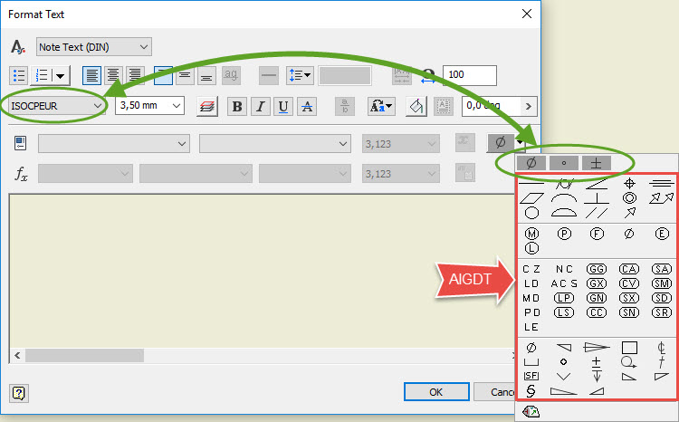 Autodesk Inventor：在文本框中插入符号时使用的字体