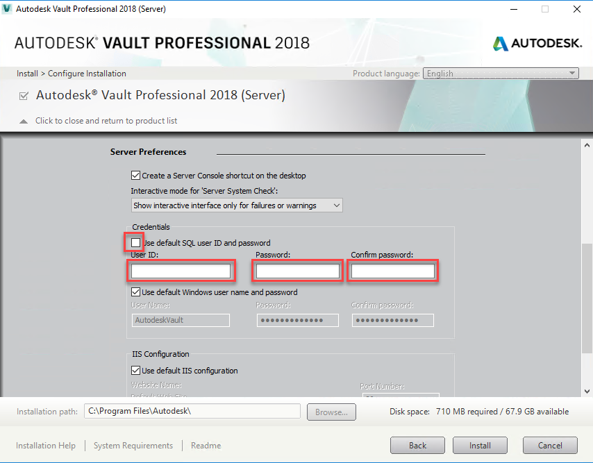 使用“sa”帐户以外的其他帐户安装Vault Server的过程是什么
