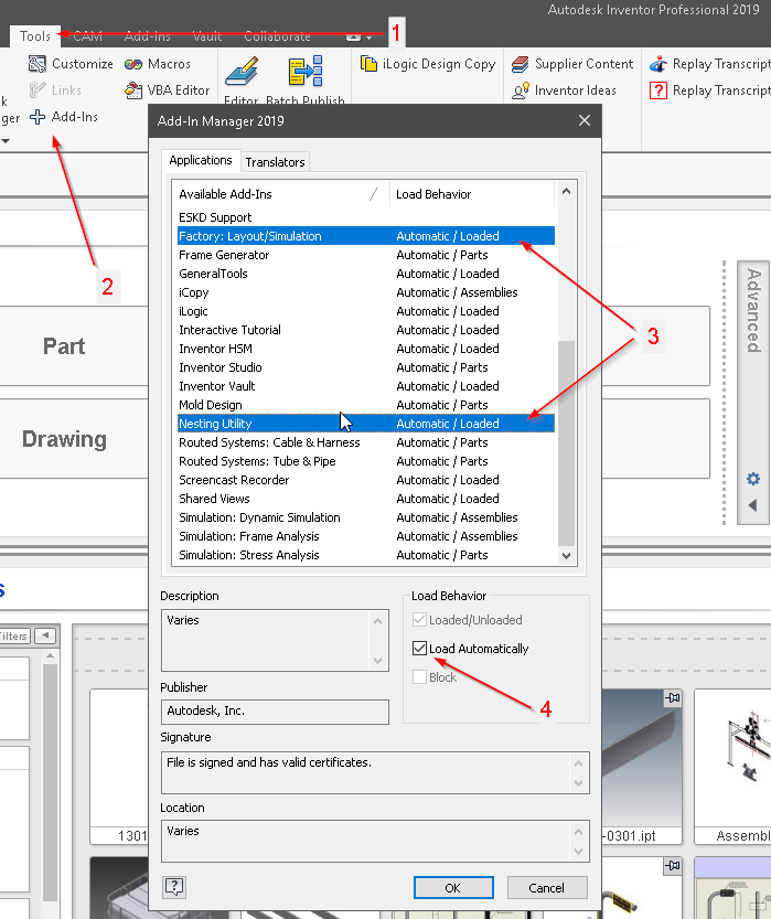 How to control the showing of the Nesting and Factory tabs in Inventor ...