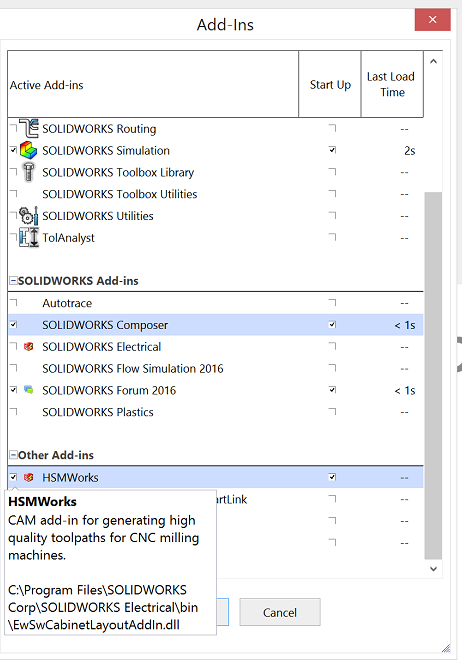 HSMWorks或HSMXpress不会加载Solidworks