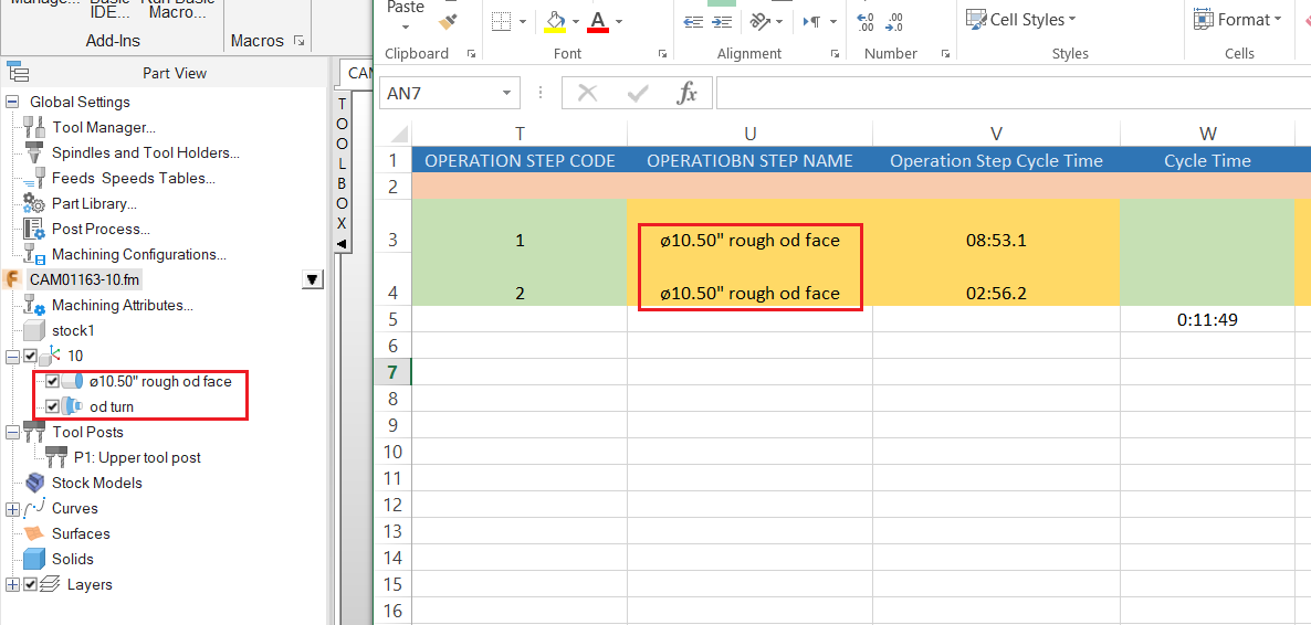 对于FeatureCAM 2018中输出设置表中的其他功能，将重复第一个功能名称
