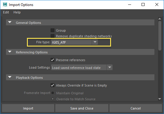 无法将IGES导入Maya 2017