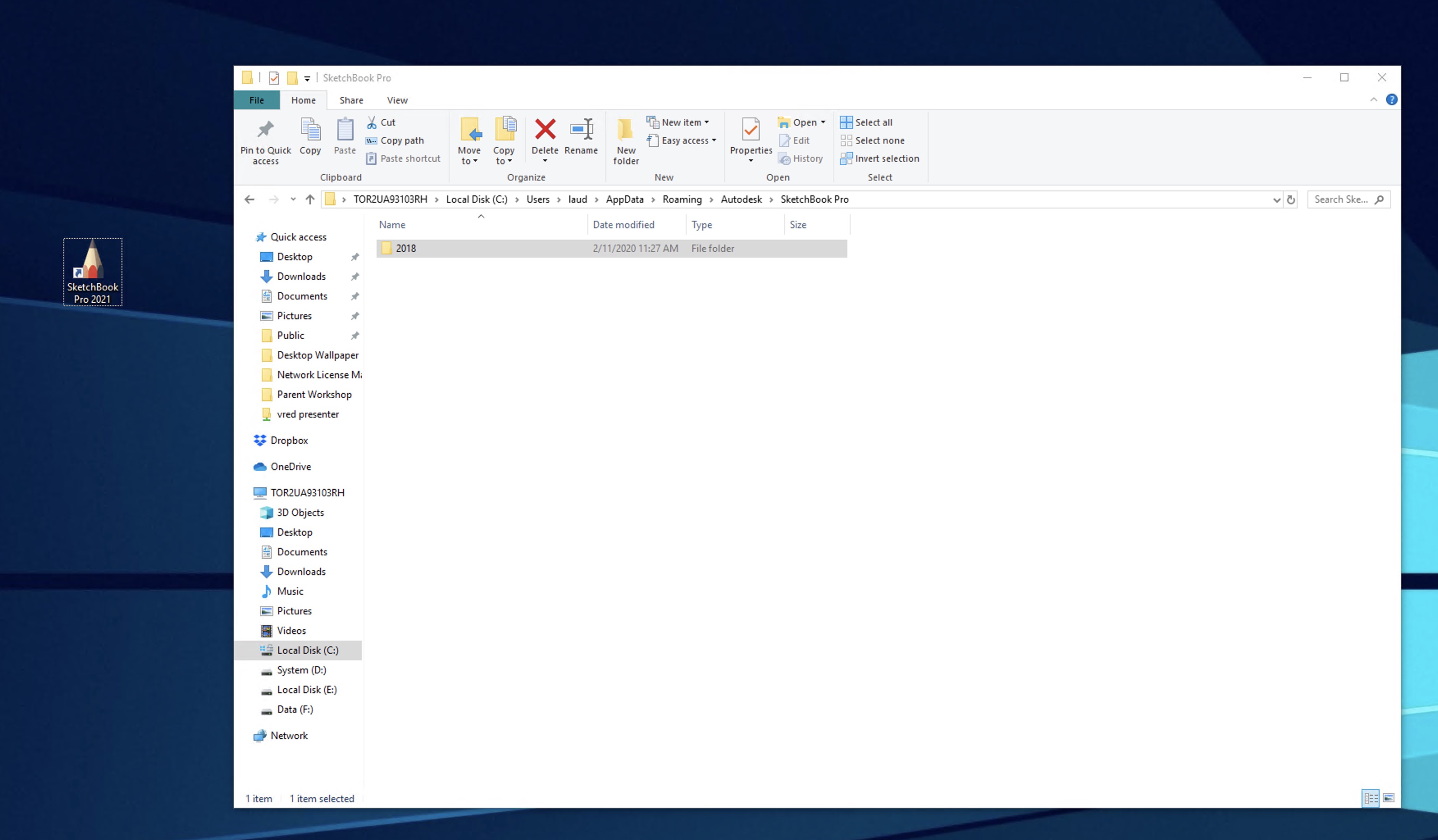 无法将SketchBook 2020首选项导入SketchBook 2021