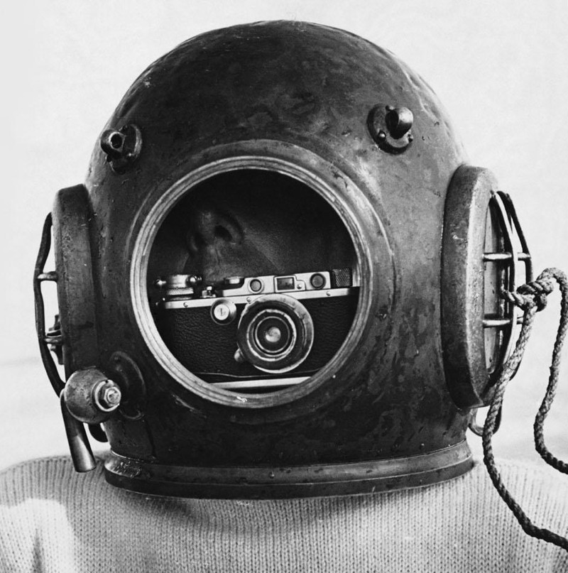 Vintage diving suit mouth-activated camera technique - photo ...