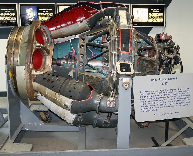 1947 Rolls-Royce Nene II turbojet engine cutaway - photo