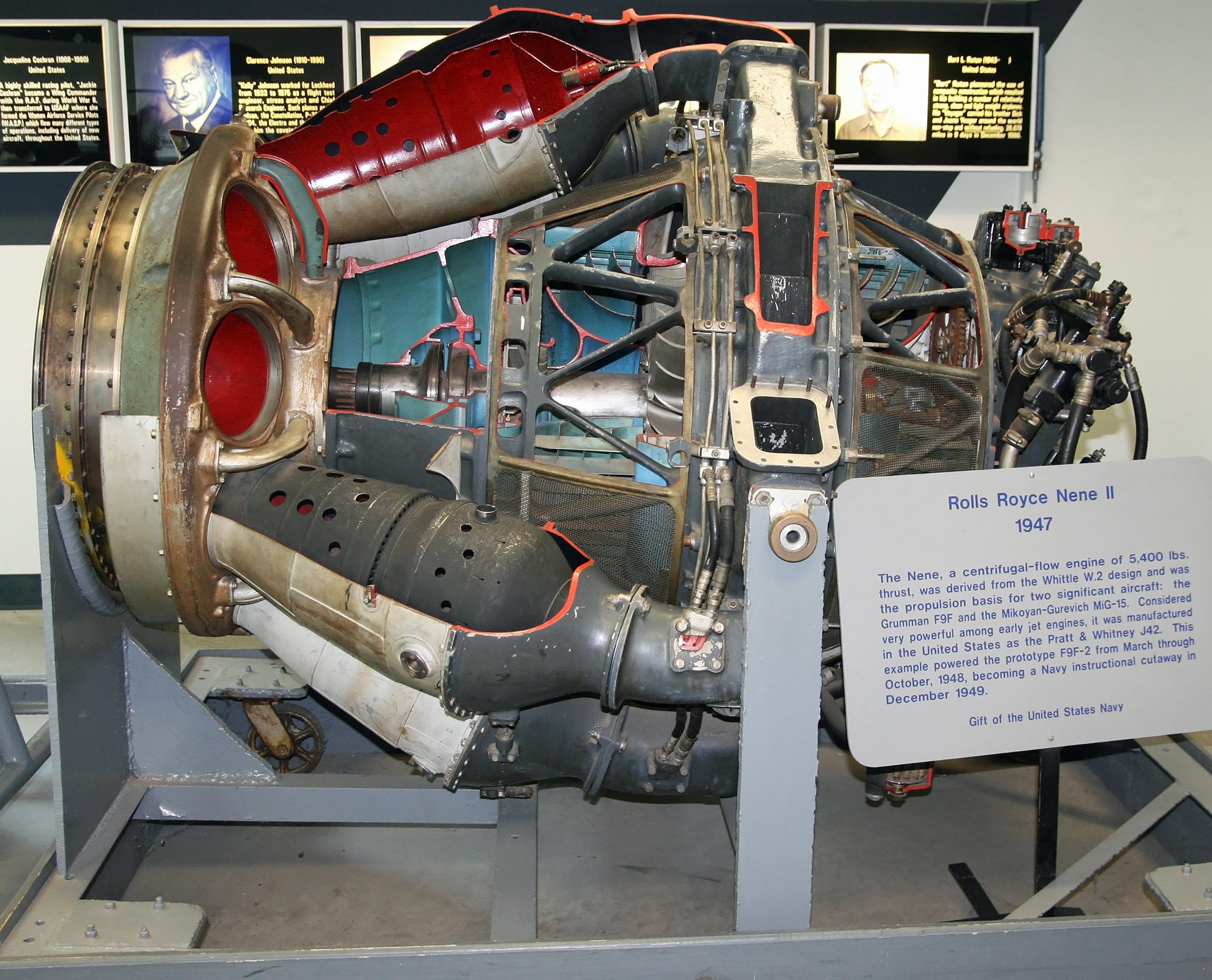 1947 Rolls-Royce Nene II turbojet engine cutaway - photo ...