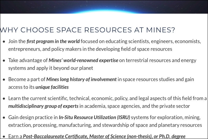 Colorado School of Mines offers first space mining degrees - images ...