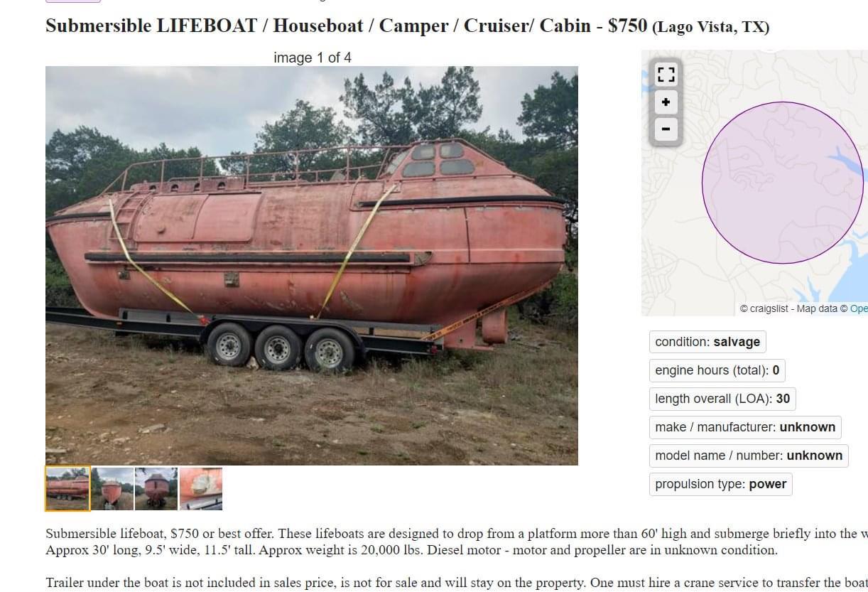 Submersible lifeboat listing - photo - HomemadeTools.net