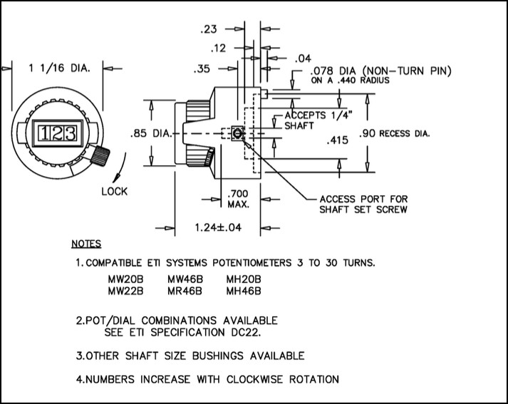 Mechanical knob turn counting dials - GIF, photos
