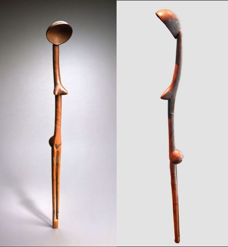 19th century Zulu woman-shaped spoon - photo - HomemadeTools.net