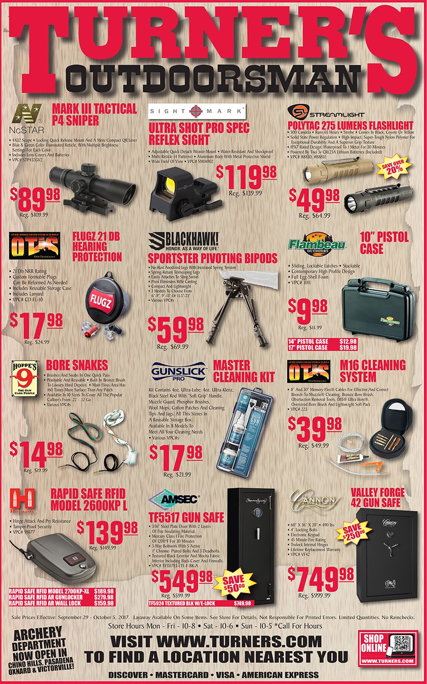 Turner's Hunt Ads September 29 - October 5, 2017! - Calguns.net
