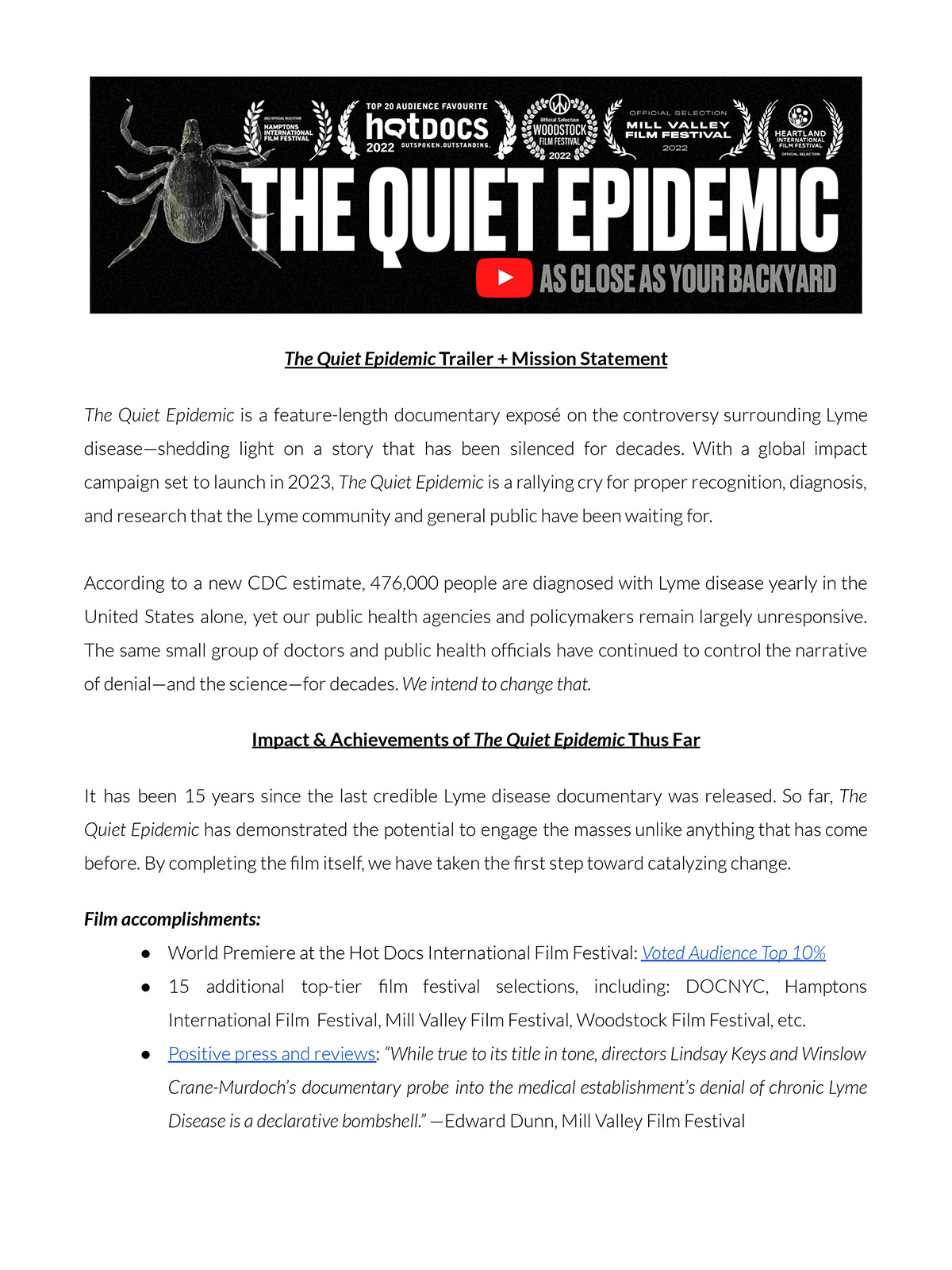 The Quiet Epidemic - LymeLight Foundation