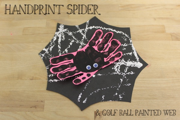 Handprint Spiders & Golf Ball Painted Webs - Mama.Papa.Bubba.