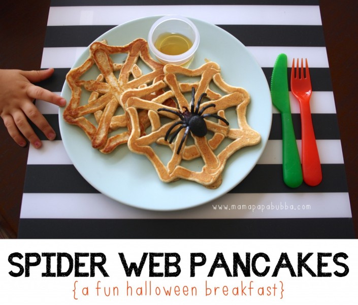 {Healthy Wholewheat Flax} Spiderweb Pancakes - Mama.Papa.Bubba.