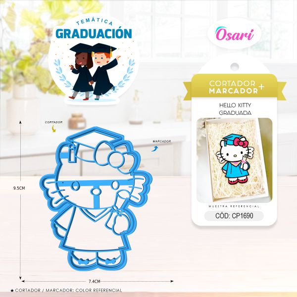 HELLO KITTY GRADUADA - GRADUACIÓN - CORTADOR & MARCADOR - Osari