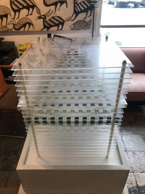 Geometric Plexiglass Sculpture w/ Pedestal Display Base 2000's
