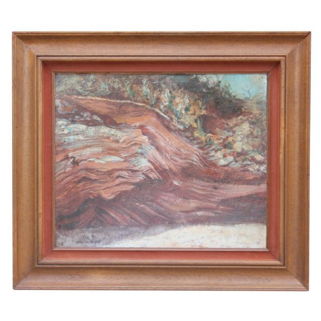 "Sedimentary Rock, Strata" Desert Landscape Painting, 20th Century