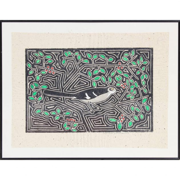 James McConnell "Mac" Anderson- Mockingbird in Yaupon Block Print 1994
