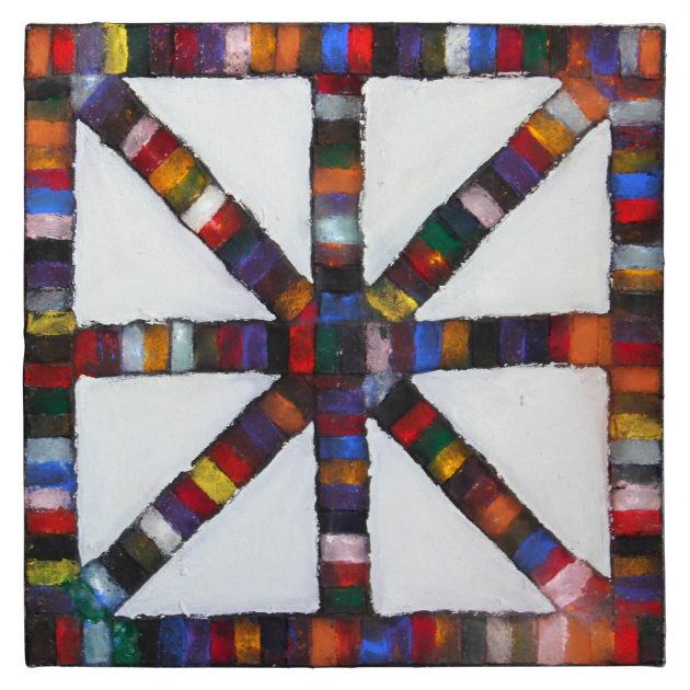 "Cross Tracks 7" Geometric Color Wheel Painting, 1997