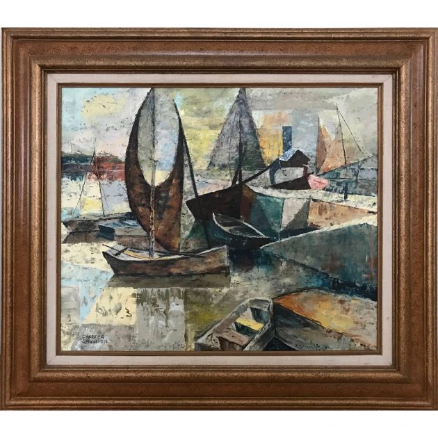 Oil Painting of Cubist Boats