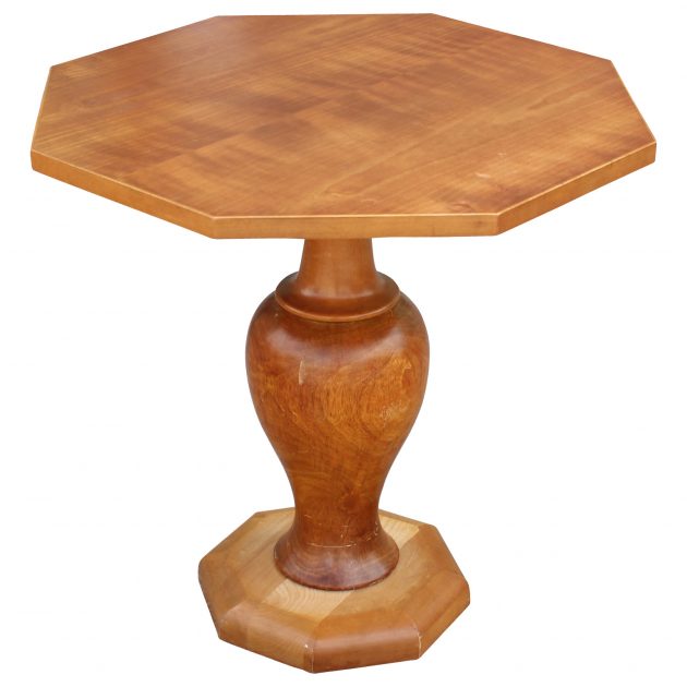 Octagon Shape Side Table on a Turned Wood Base