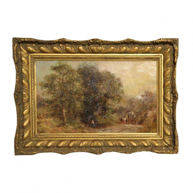 “Gypsies in the New Forest" Earth Toned Romantic Landscape Painting…