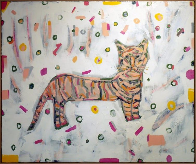 "Kitty, Kitty" Large Abstract Contemporary Expressionist Cat or Tiger ...