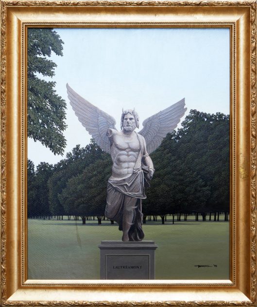 Abstract Surrealist Painting of Lautréamont's Tomb with a Winged ...