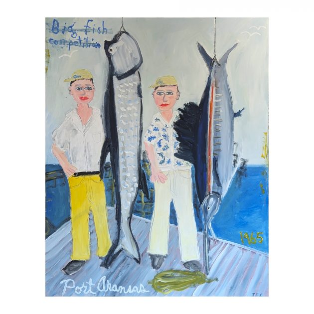"Big Fish Competition" Contemporary Gestural Abstract Painting of Men ...