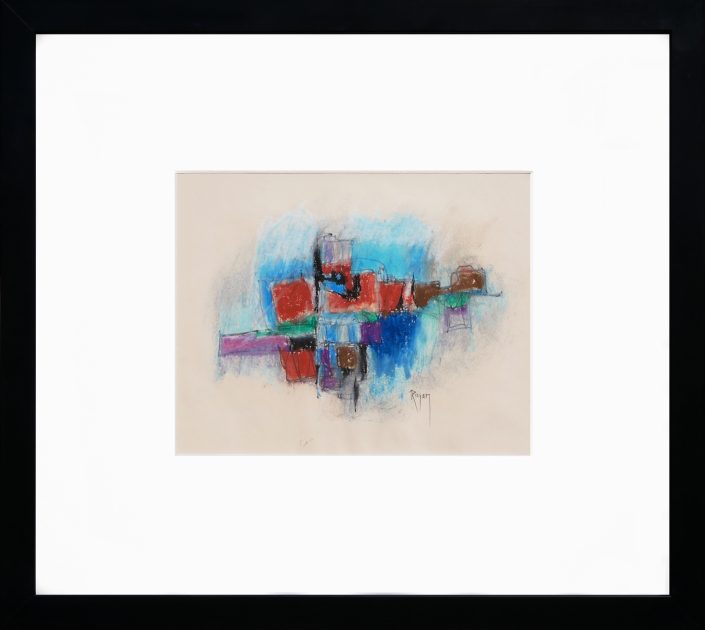 "Untitled Abstract" Jewel Toned Geometric Abstract Mixed Media Drawing ...