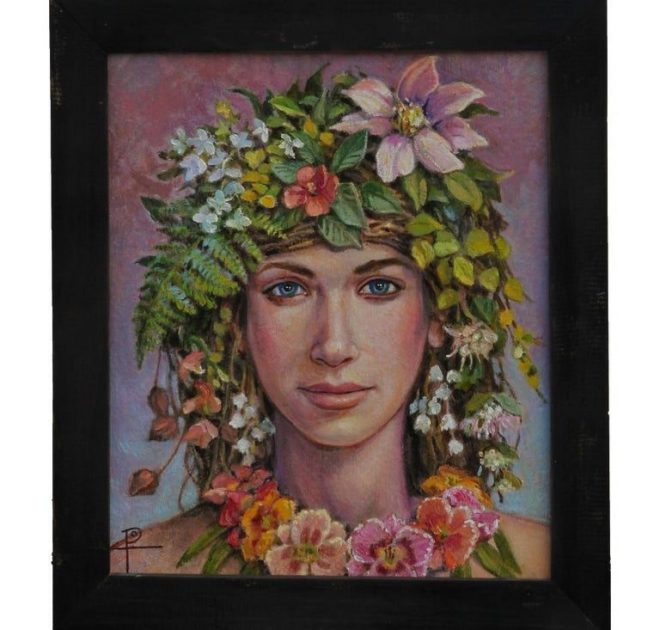 Henry David Potwin "Flower Girl" Naturalistic Contemporary Portrait of ...
