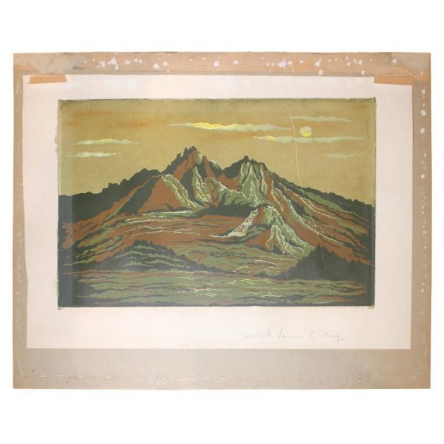 Barbara Maples- "Front Range at Full Moon" Monotonal Landscape