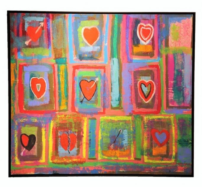 "Love Cycle" Abstract Expressionist Hearts Painting, 2015