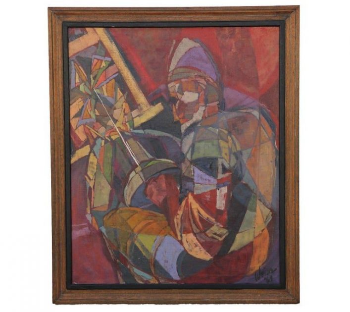 Figurative Impressionist Painting of a Jousting Knight 1964